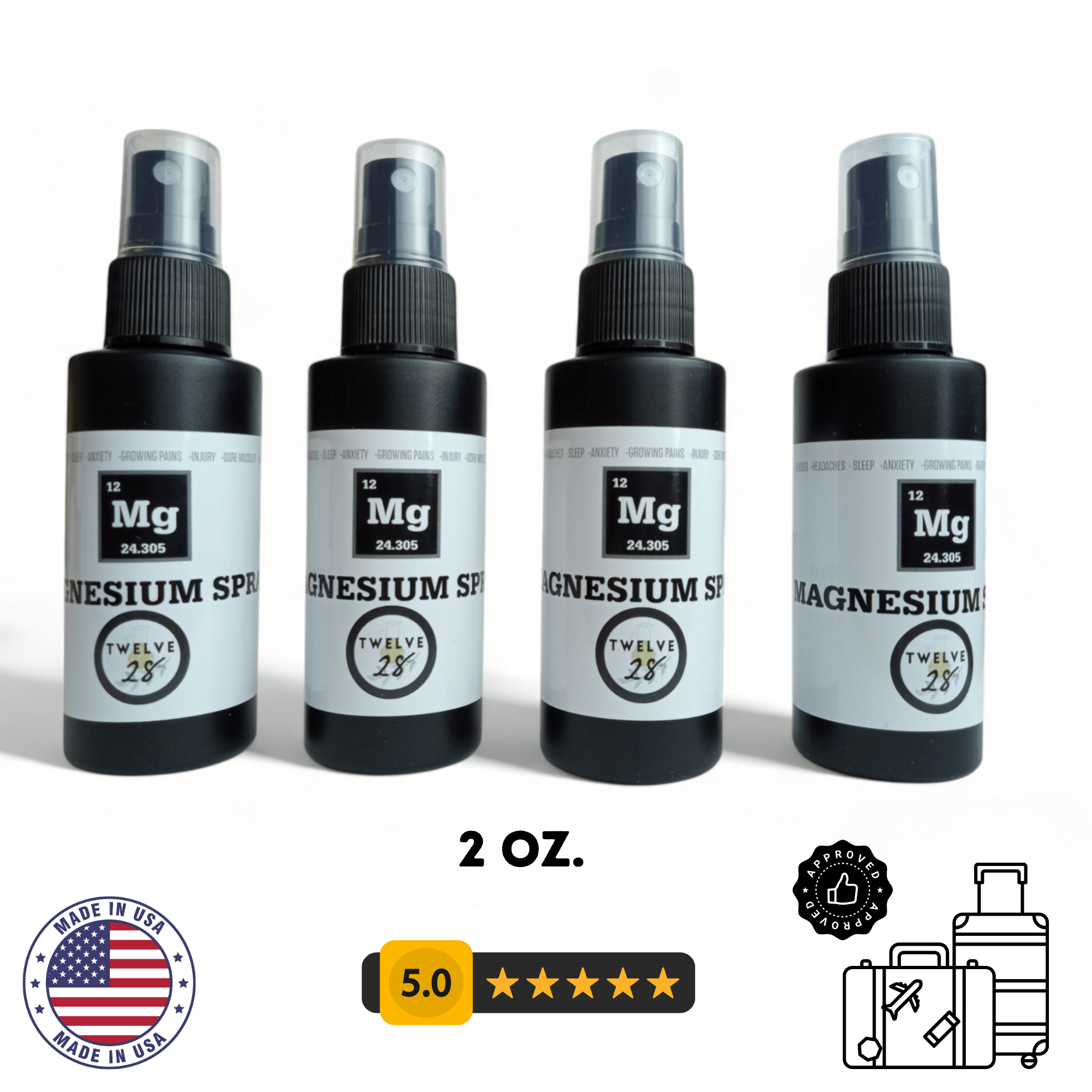 Magnesium Oil Spray | Topical Magnesium With Witch Hazel | TWELVE28CO