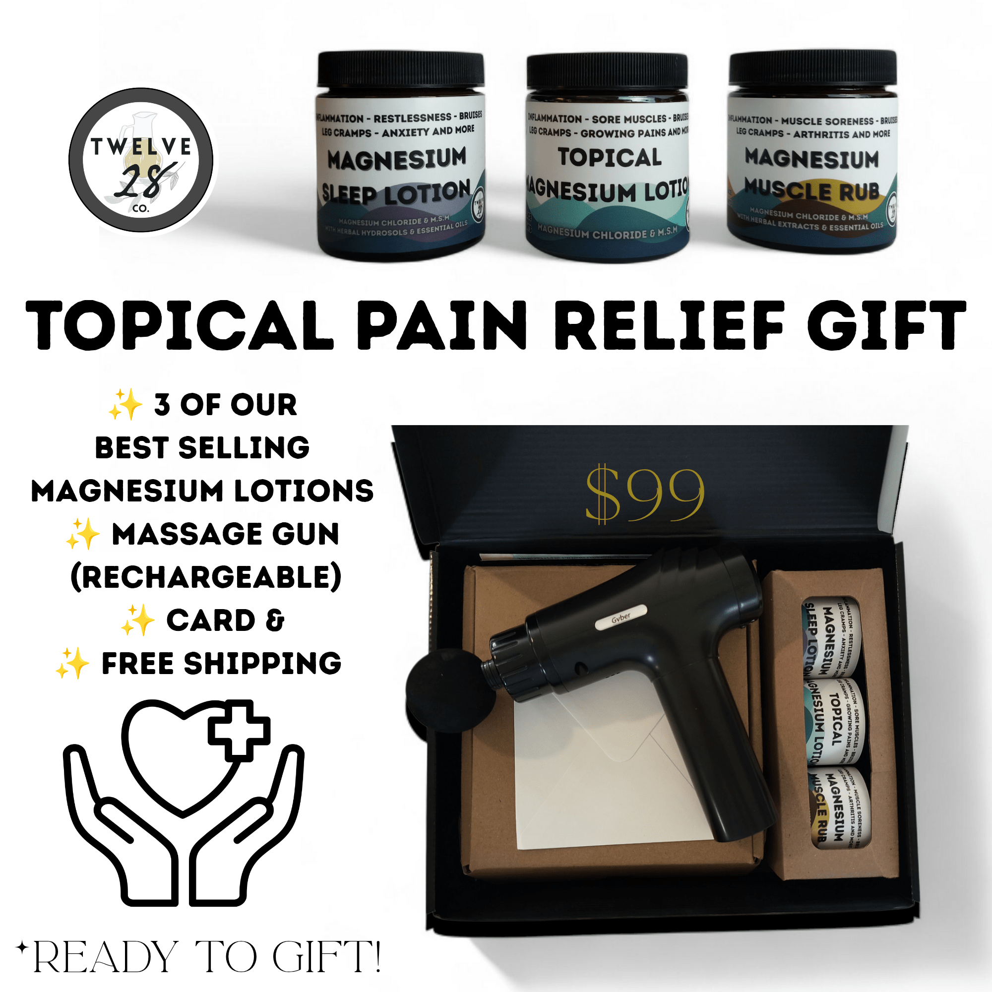 Professional Gift Set - Magnesium Cream + Massage Gun – TWELVE28CO